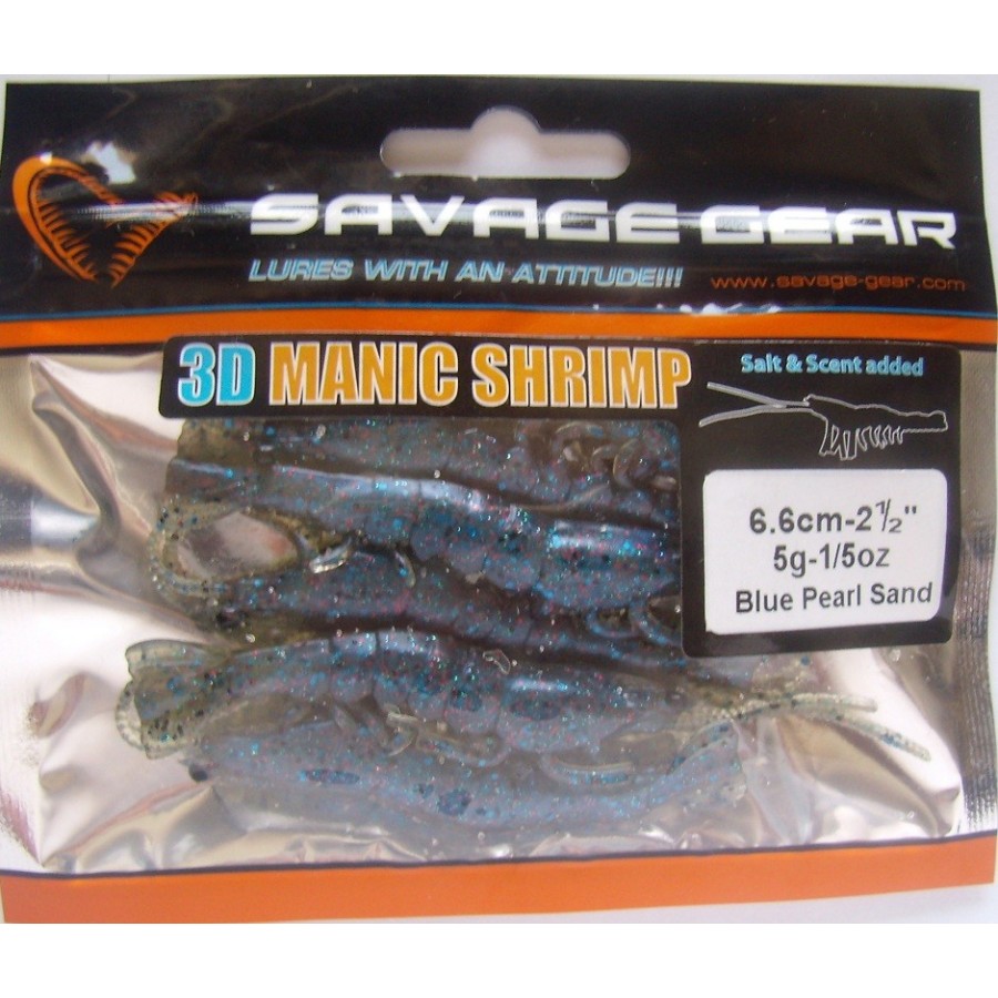 Savage Gear 3D Manic Shrimp 6,6 cm Blue Pearl Sand